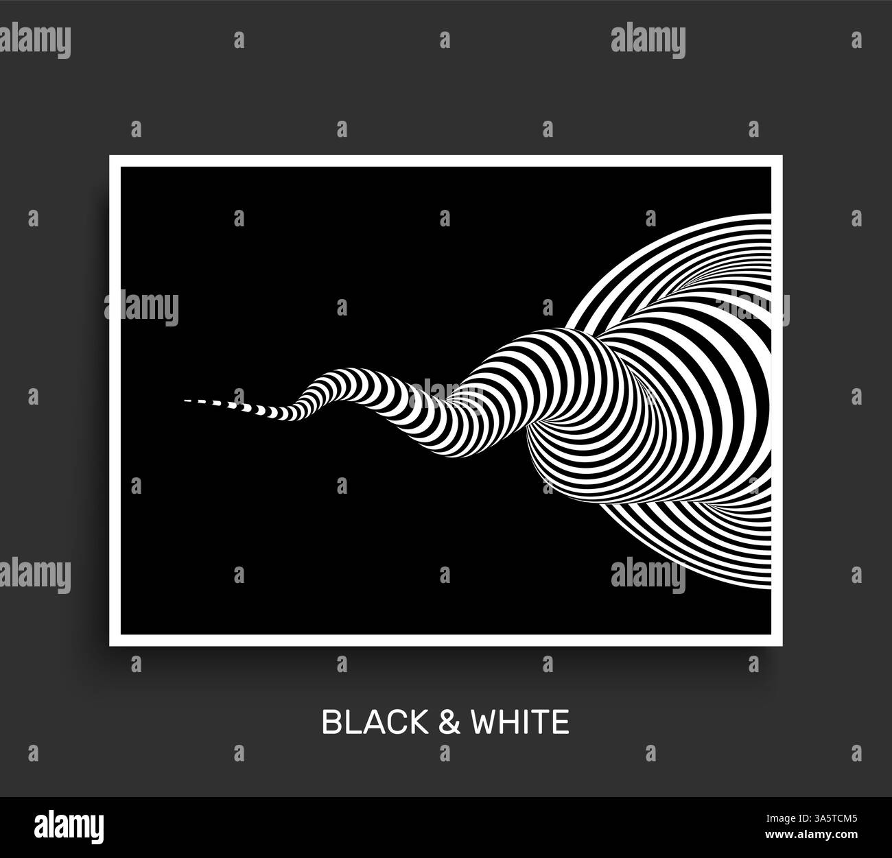 Tunnel. Optical illusion. Black and white abstract striped background ...