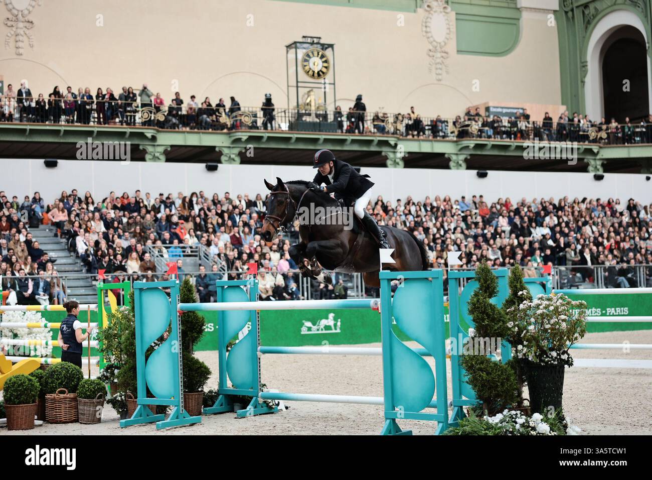 Andreas SCHOU of Denmark with Darc de lux during the Grand Prix Hermès at the Saut Hermès on ...