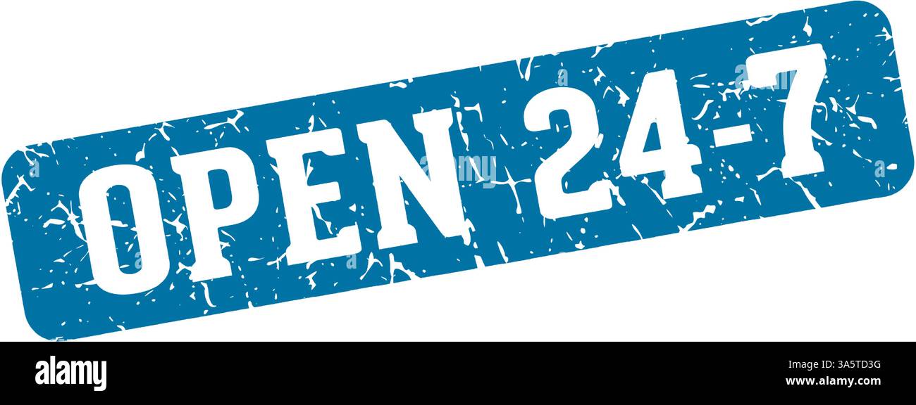 open 24 7 stamp. open 24 7 rectangular sign isolated on transparent ...