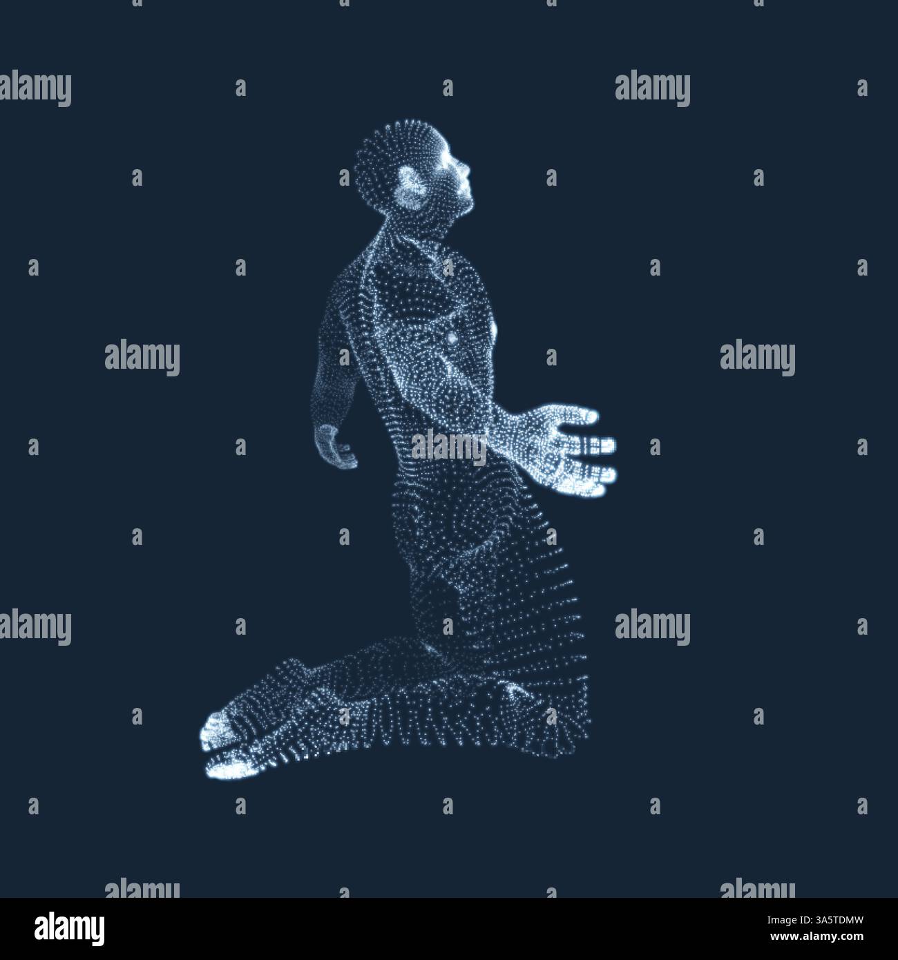 3D Model of Man. Man who prays. Concept for Religion, Worship, Love and ...
