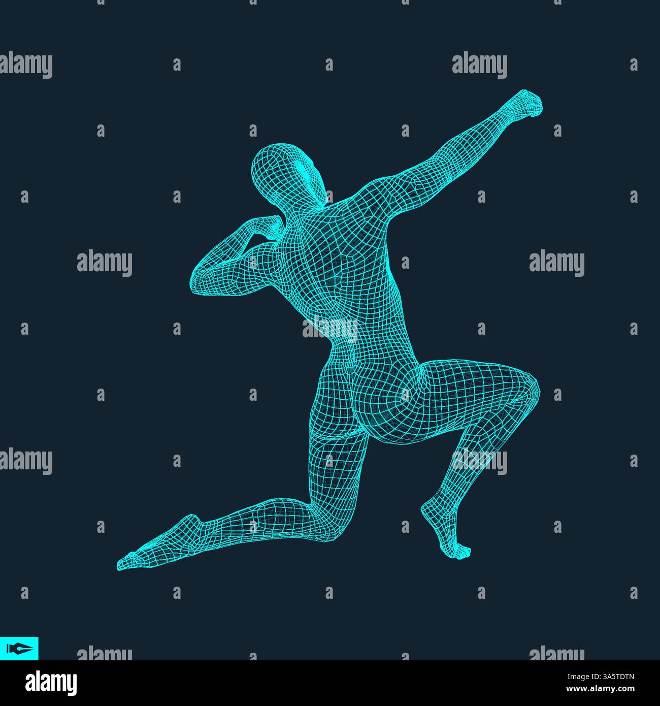 3D Model of Man. Human Body Wire Model. Design Element. Technology ...
