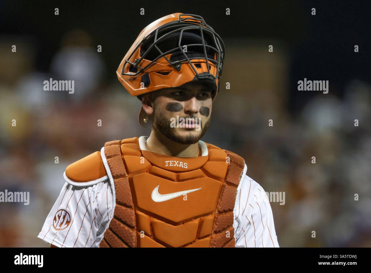 AUSTIN, TX - MARCH 22: Texas catcher Rylan Galvan (6) on the field with ...