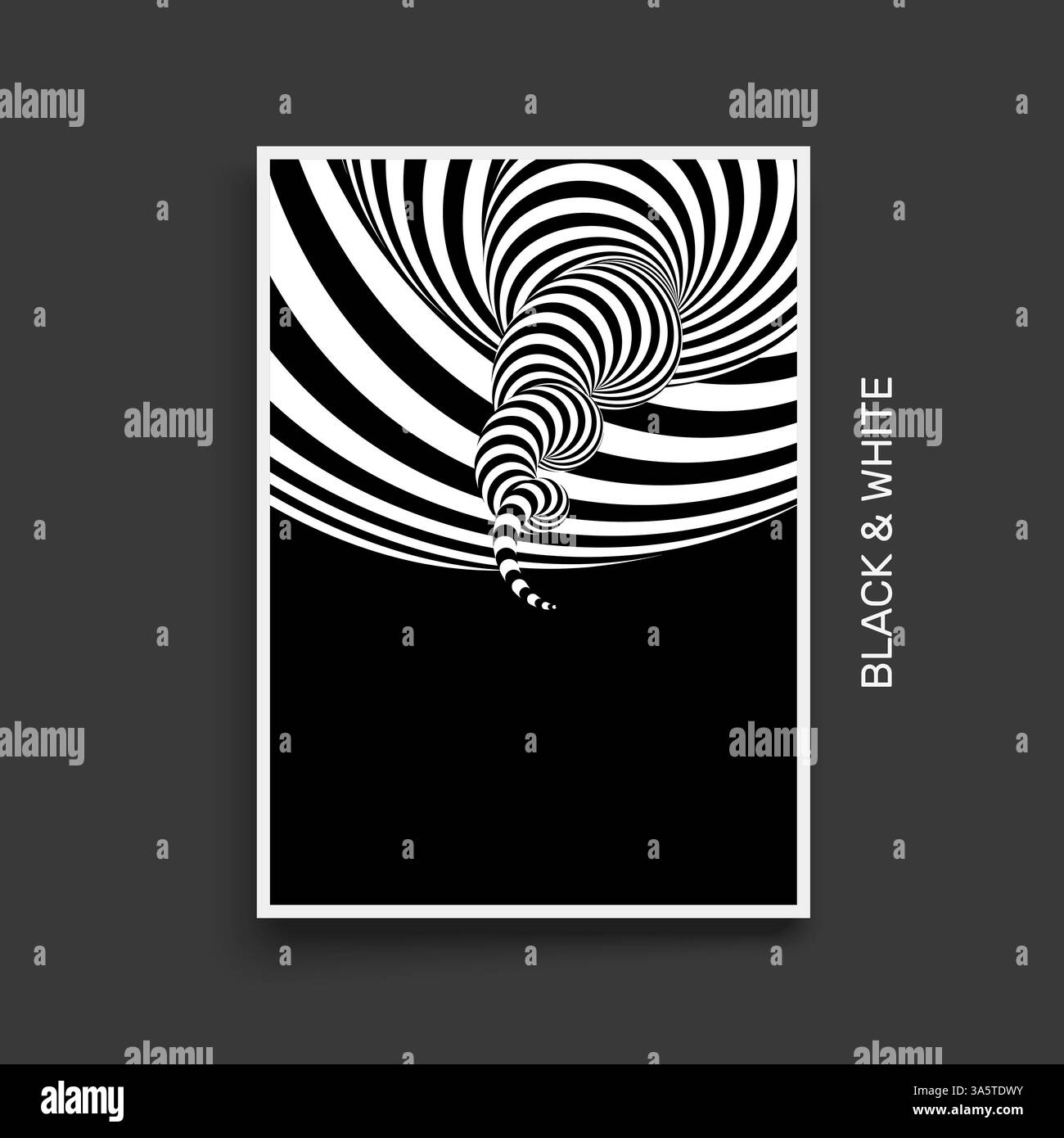 Tunnel. Optical illusion. Black and white abstract striped background ...
