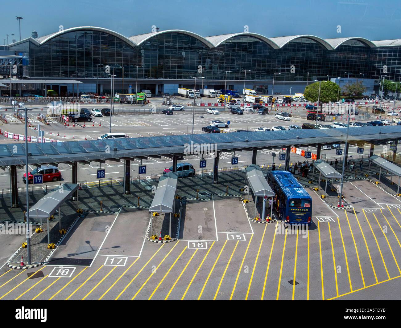 The bus stop outside Hong Kong International Airport. Hong Kong ...