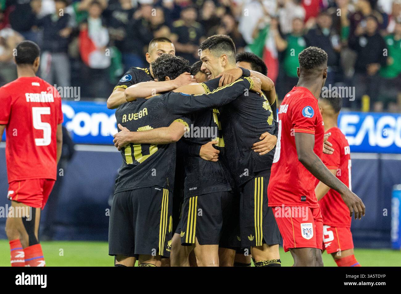 Mexico players celebrate after they scoring against the Panama during ...