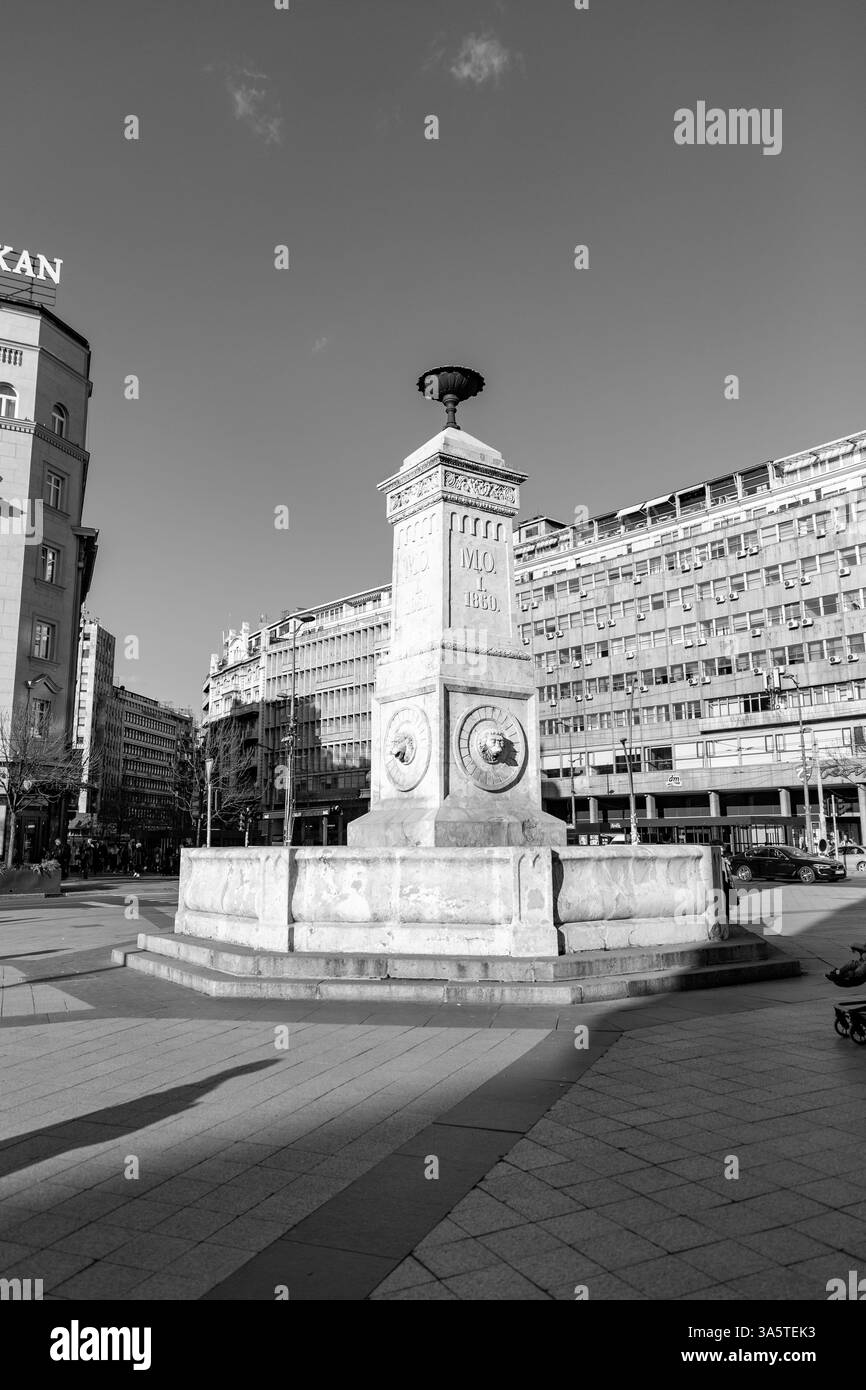 Belgrade, Serbia - 8 FEB 2024: Terazije is the central town square and ...