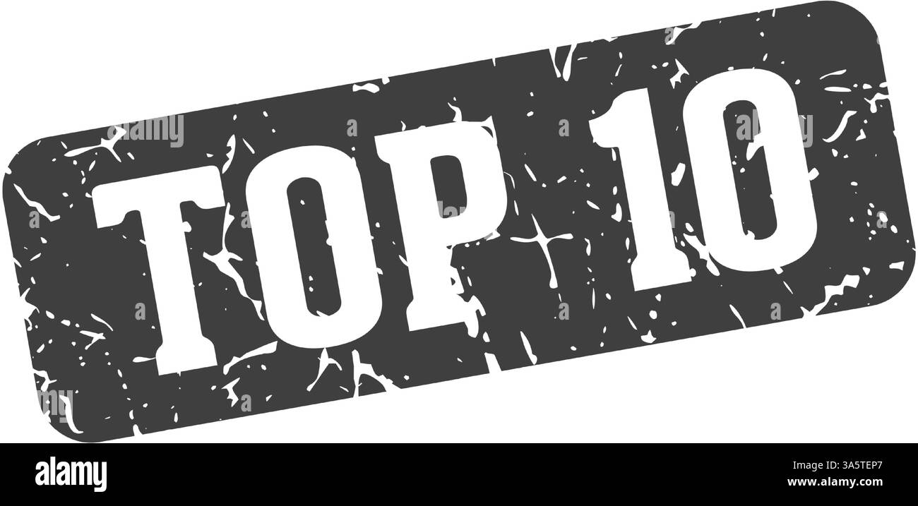 top 10 stamp. top 10 rectangular sign isolated on transparent ...