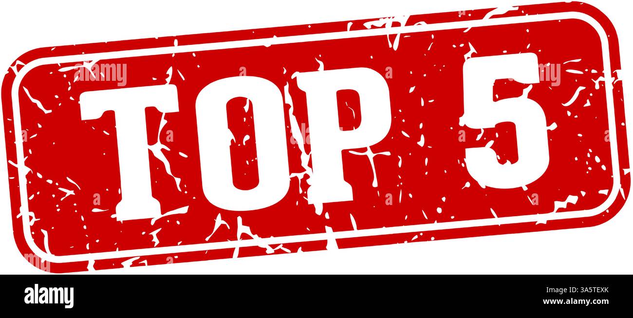 top 5 stamp. top 5 rectangular sign isolated on transparent background ...