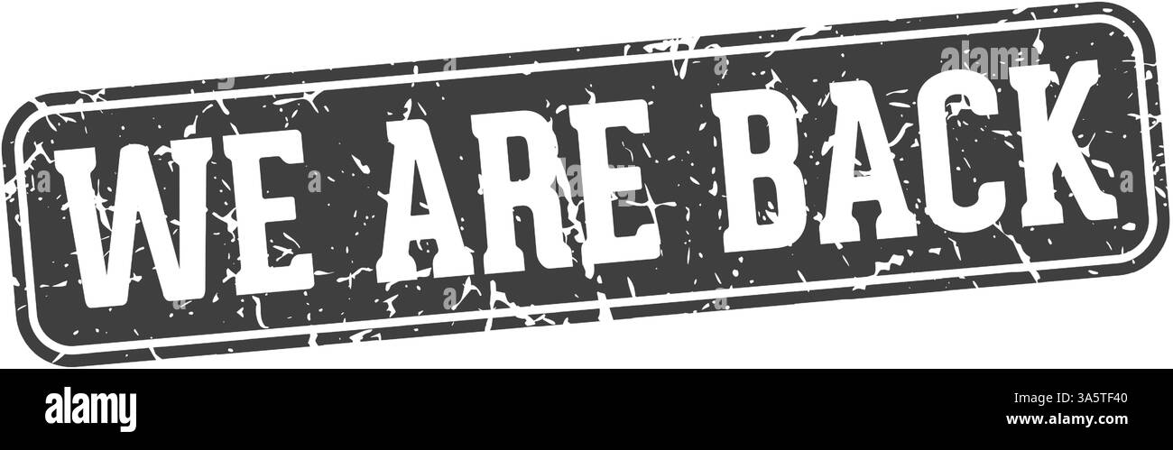 we are back stamp. we are back rectangular sign isolated on transparent ...