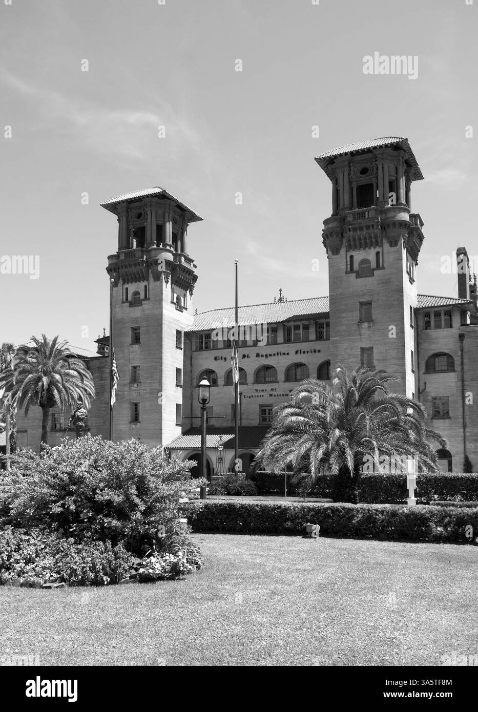Black and white image of the historic Lightner Museum, St. Augustine ...