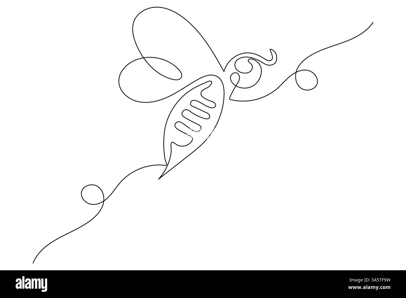 Bee fliying are beautiful and single line art and isolated minimalist ...