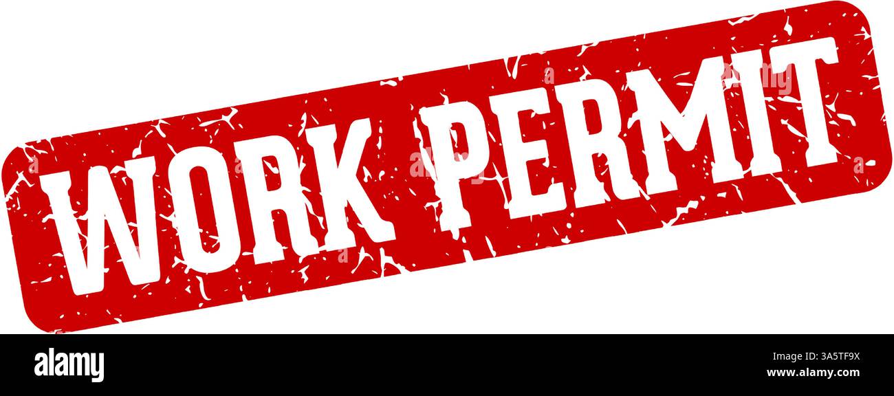 work permit stamp. work permit rectangular sign isolated on transparent ...