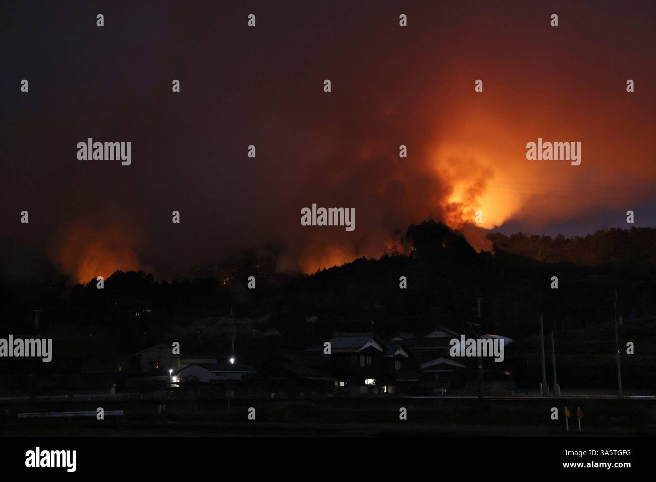 A photo shows a forest fire, broke out on 23 and has continued spread ...
