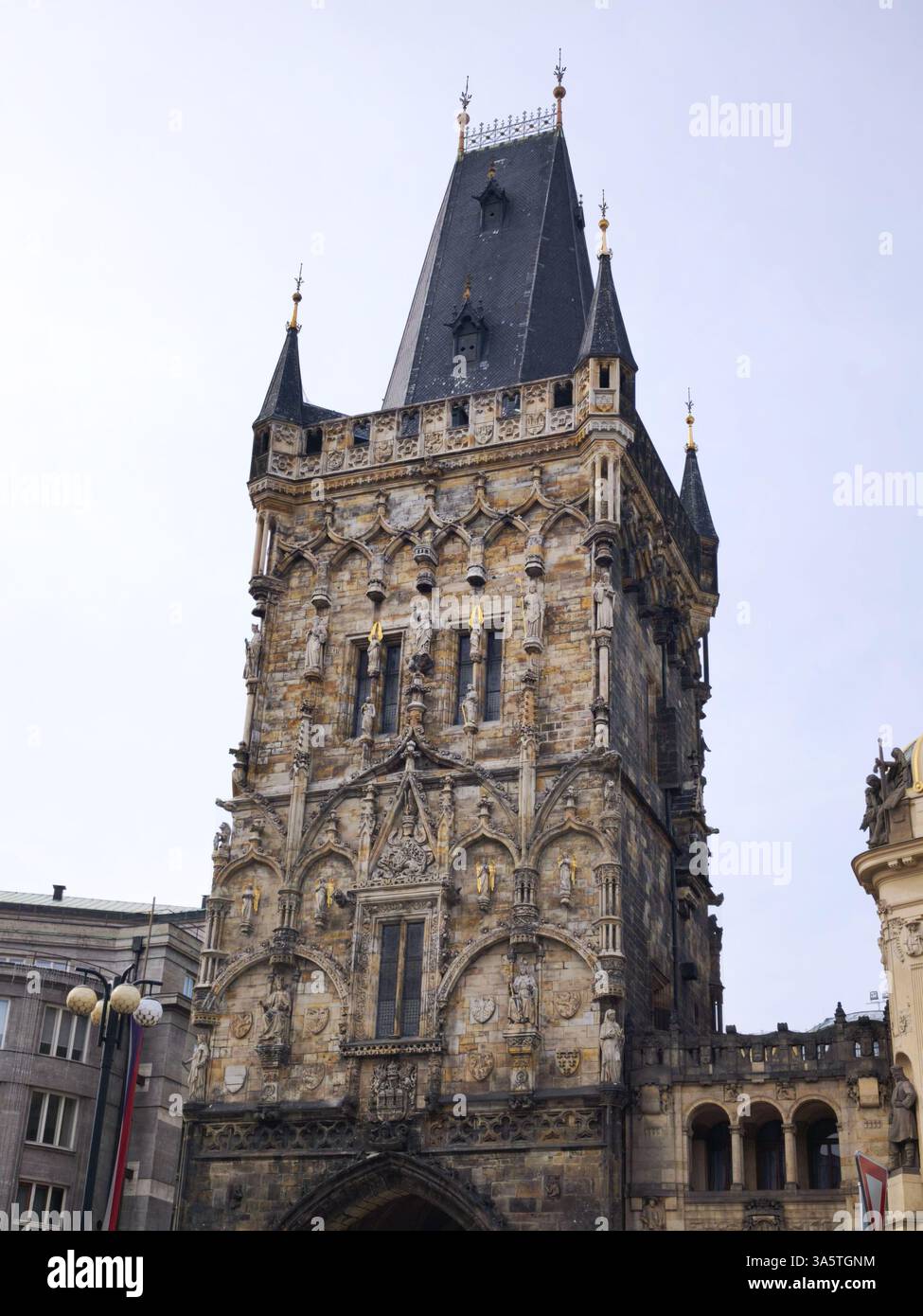 Prague, Czech republic - March 15, 2025: Powder tower showcasing intricate gothic architecture ...