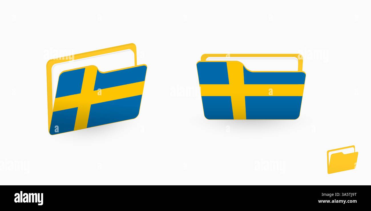 Sweden flag on two type of folder icon. Vector illustration Stock ...