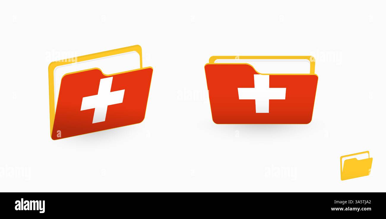 Switzerland flag on two type of folder icon. Vector illustration Stock ...