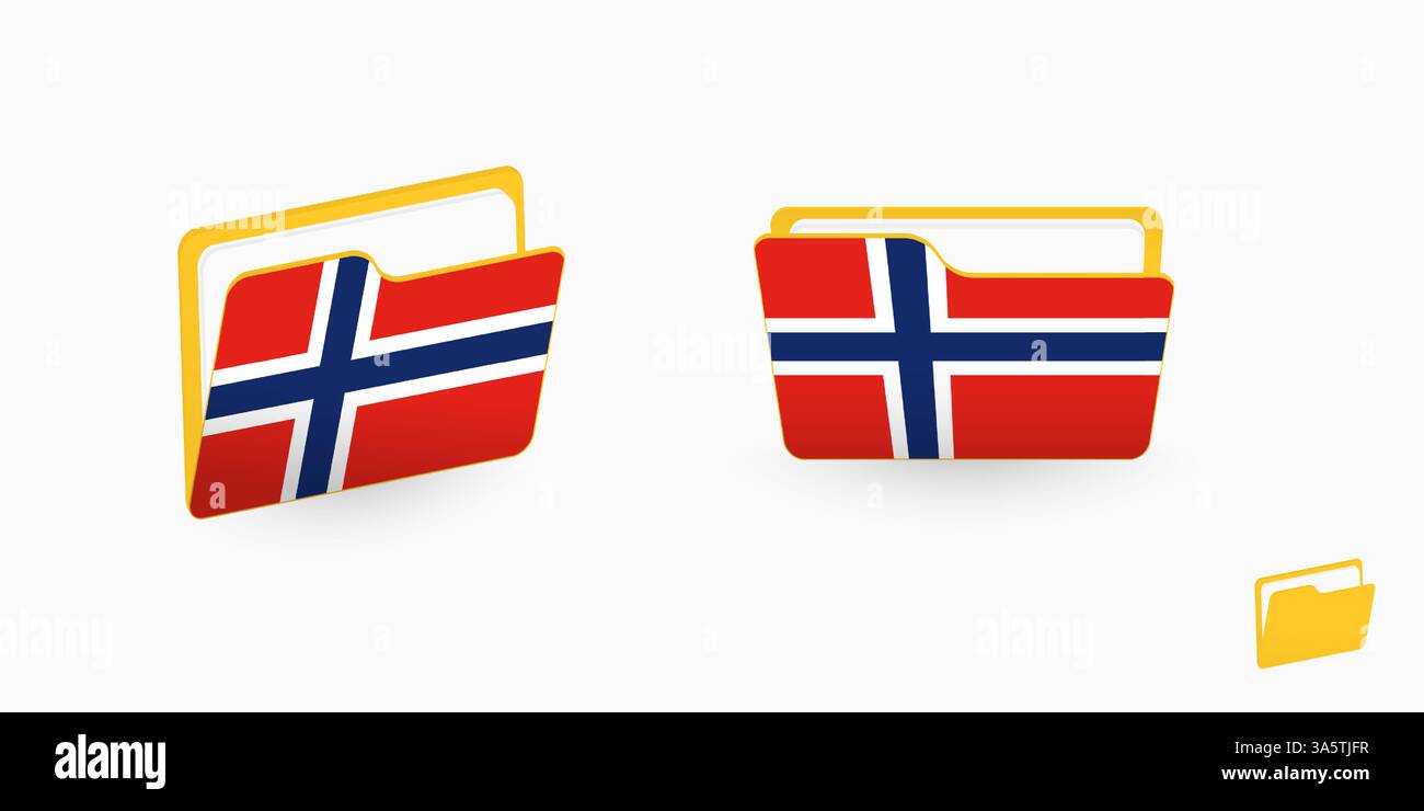 Norway flag on two type of folder icon. Vector illustration Stock ...