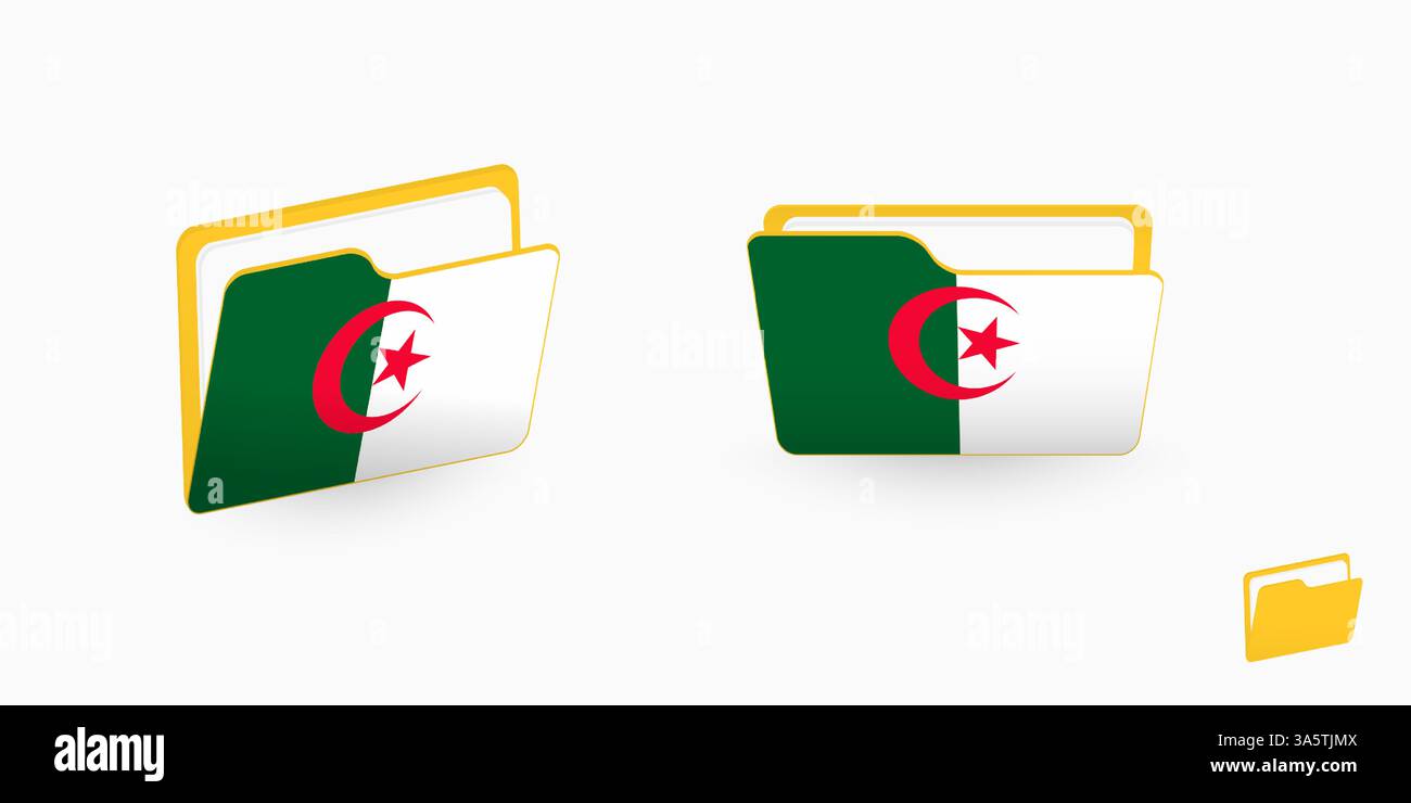 Algeria flag on two type of folder icon. Vector illustration Stock ...