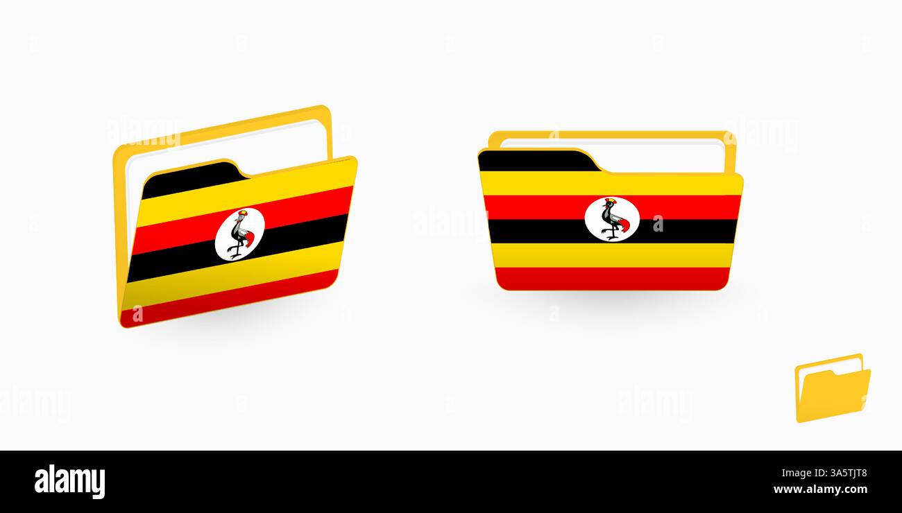 Uganda flag on two type of folder icon. Vector illustration Stock ...