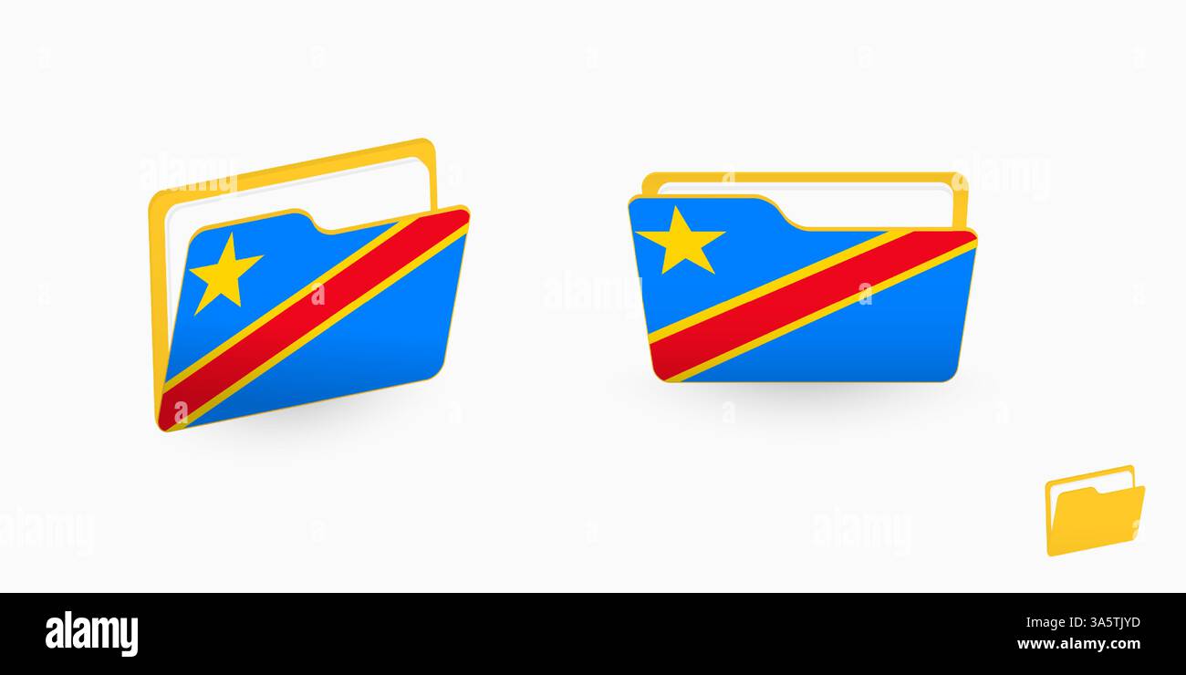 DR Congo flag on two type of folder icon. Vector illustration Stock ...