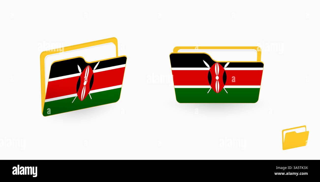 Kenya flag on two type of folder icon. Vector illustration Stock Vector ...