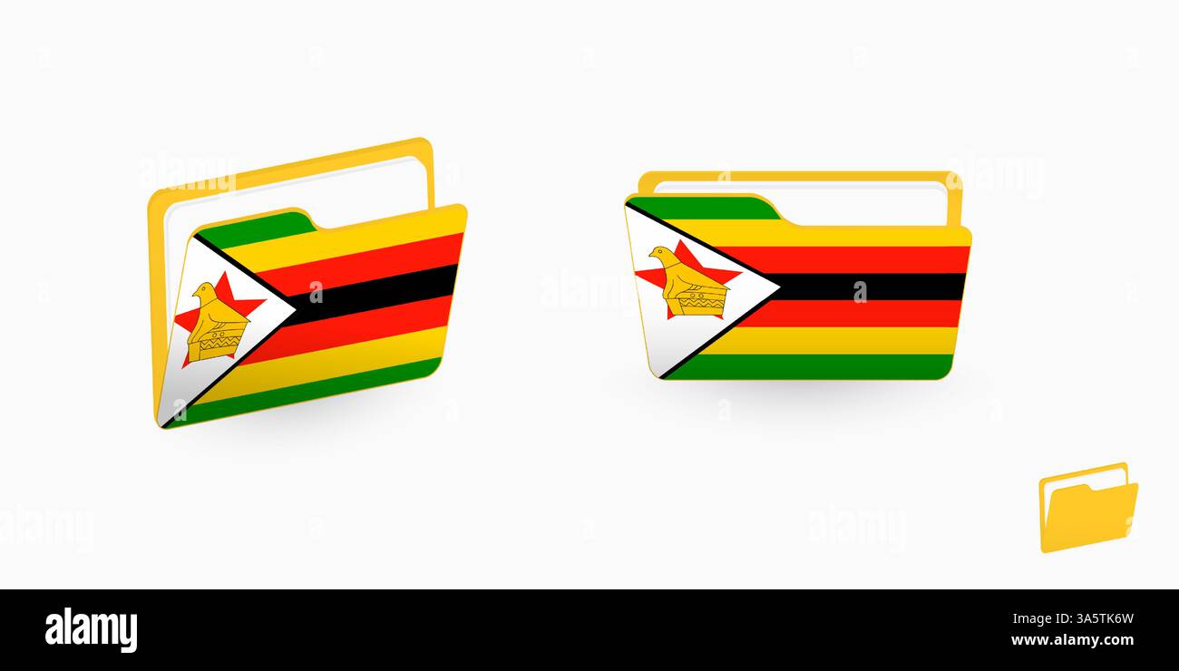 Zimbabwe flag on two type of folder icon. Vector illustration Stock ...