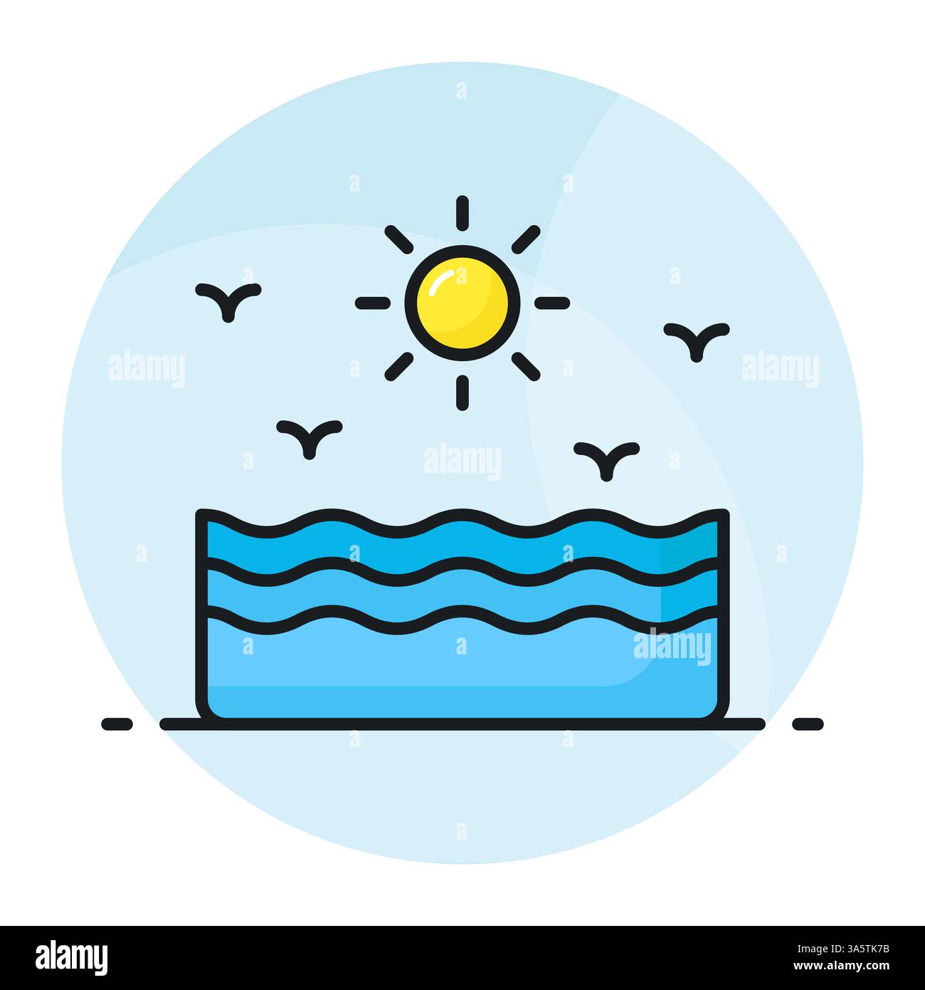 An editable graphic design of sea in trendy style, sunshine vector ...