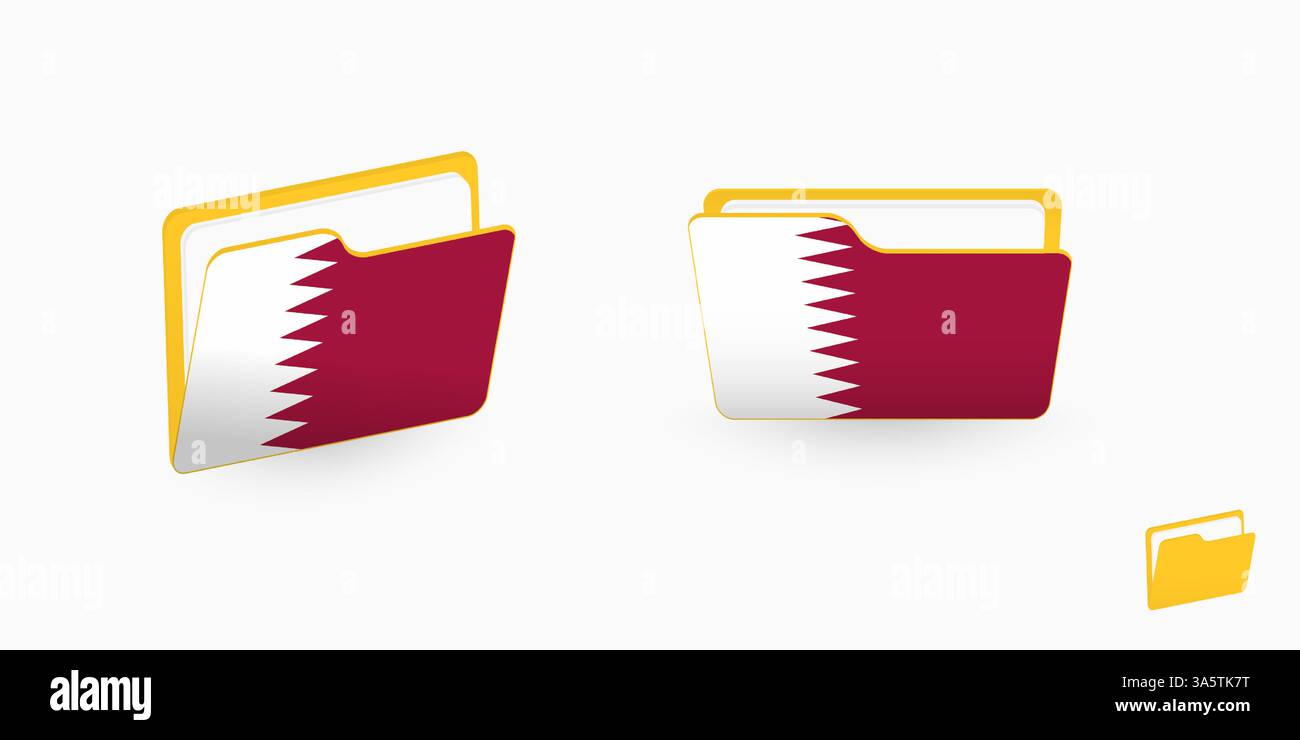 Qatar flag on two type of folder icon. Vector illustration Stock Vector ...