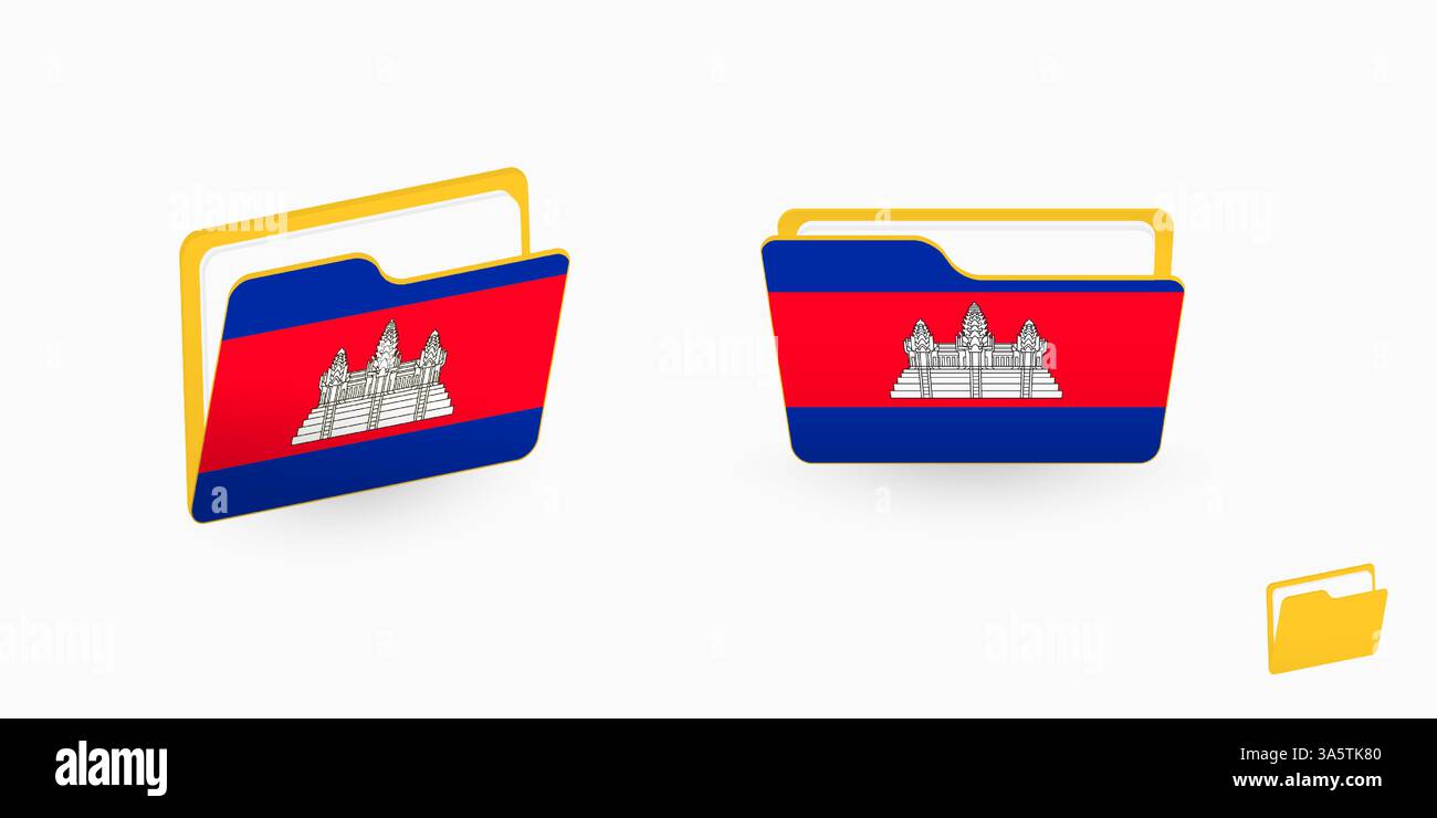 Cambodia flag on two type of folder icon. Vector illustration Stock ...