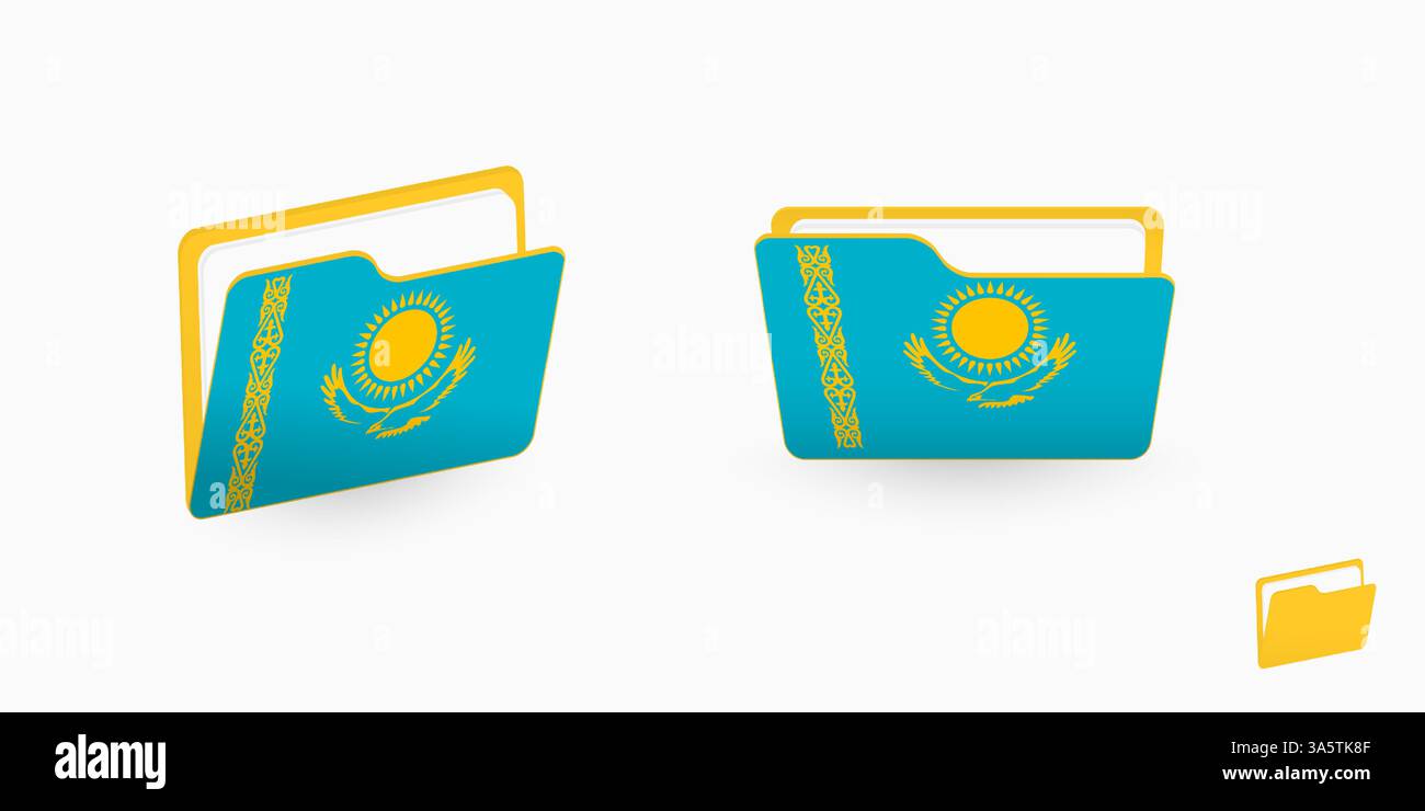 Kazakhstan flag on two type of folder icon. Vector illustration Stock ...