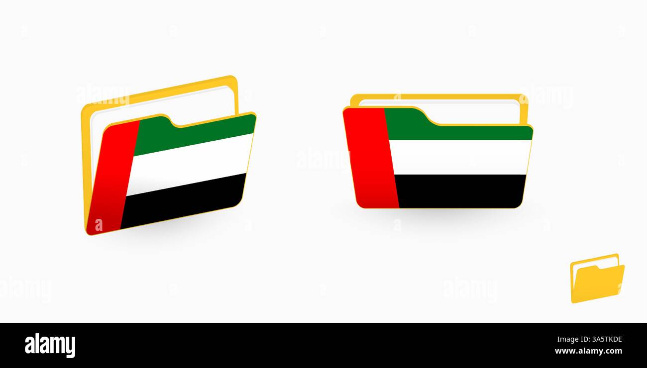 United Arab Emirates flag on two type of folder icon. Vector ...