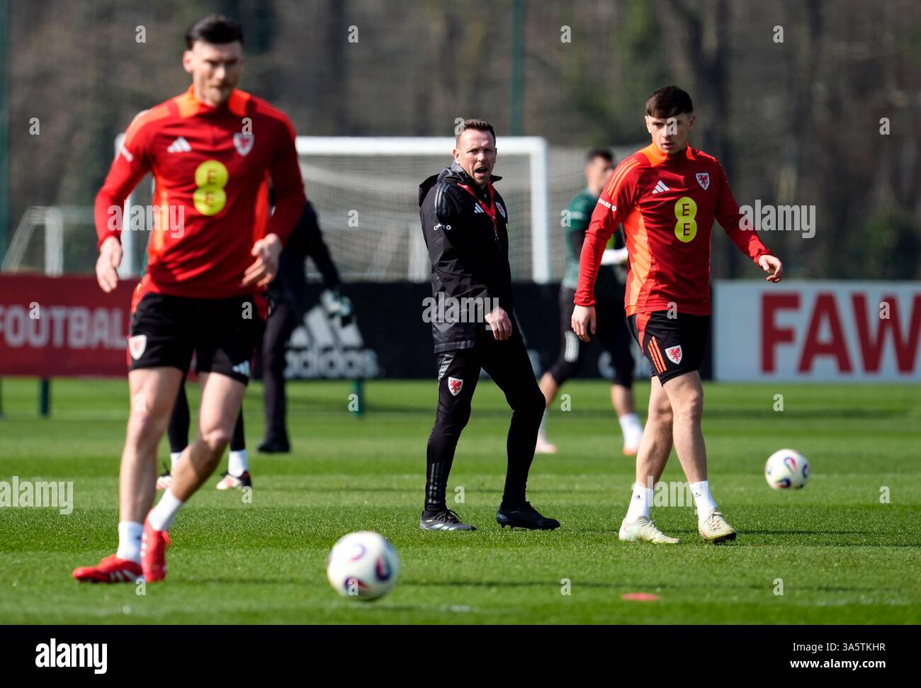 Wales manager Craig Bellamy during a training session at the Vale ...