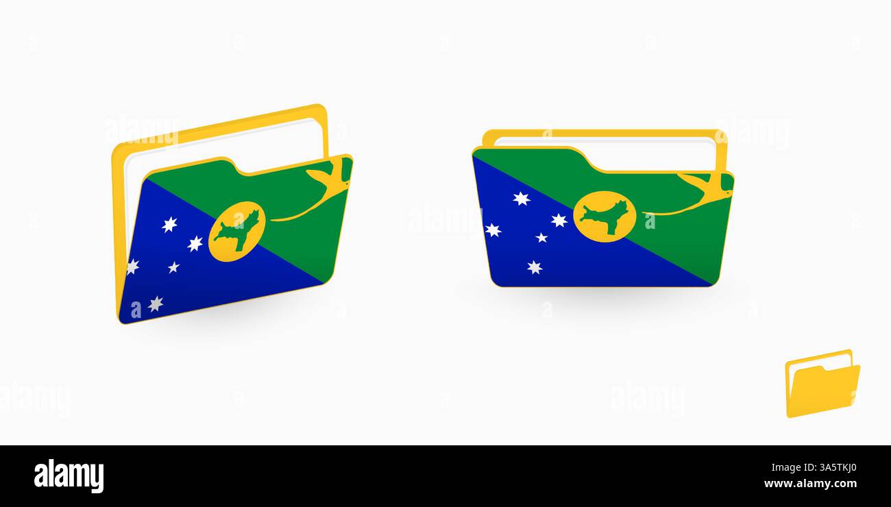 Christmas Island flag on two type of folder icon. Vector illustration ...