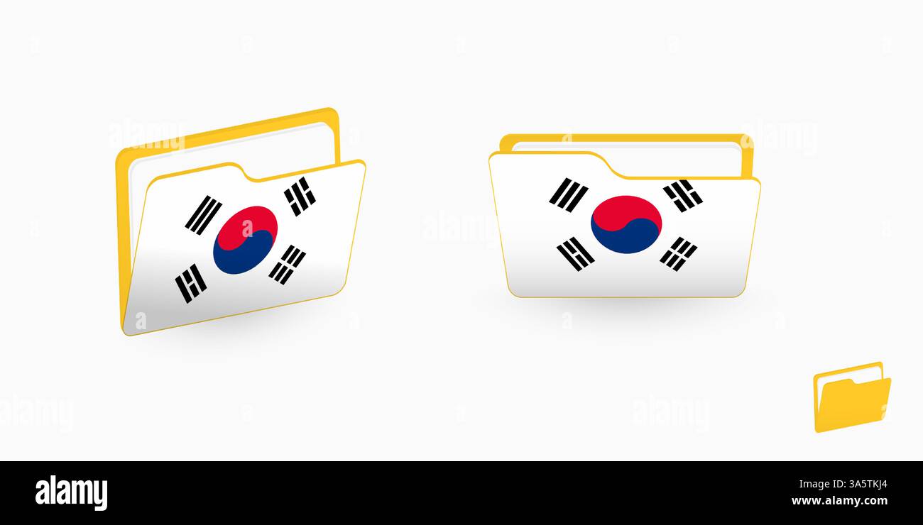 South Korea flag on two type of folder icon. Vector illustration Stock ...