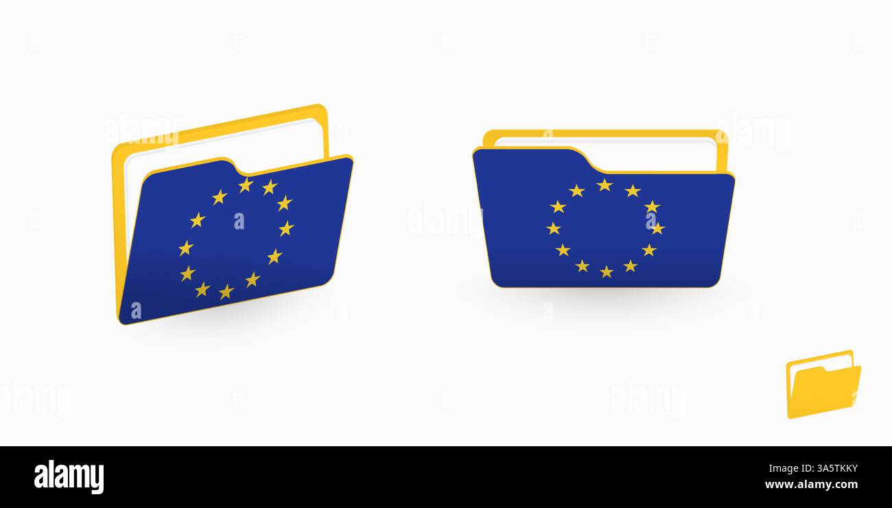 European Union flag on two type of folder icon. Vector illustration ...
