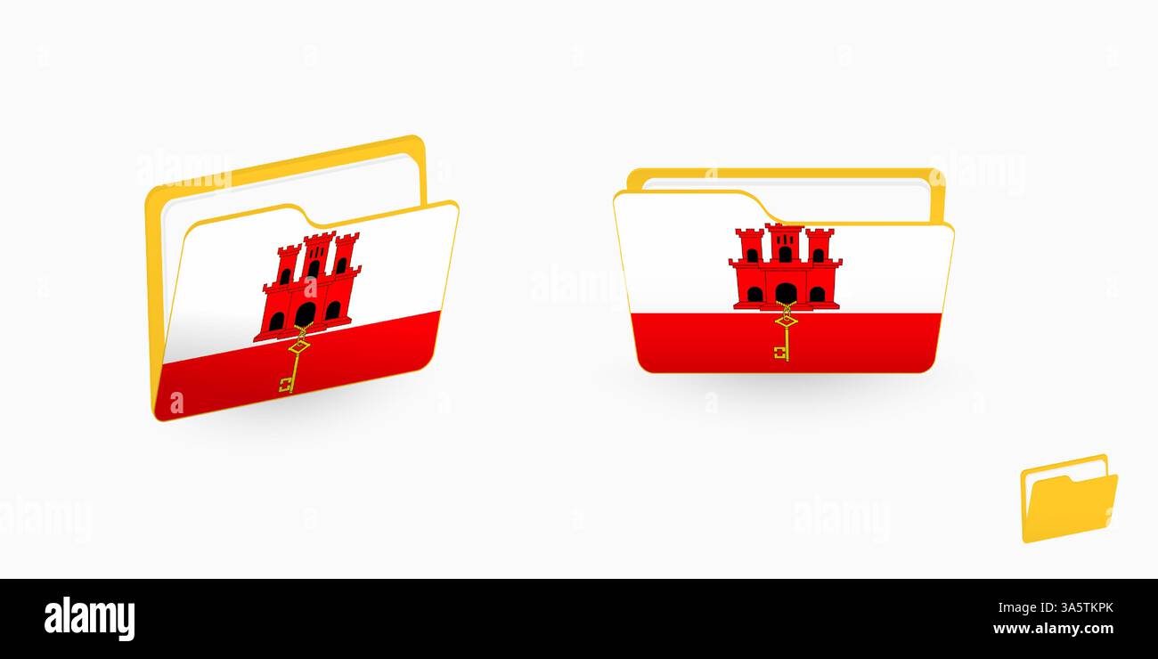 Gibraltar flag on two type of folder icon. Vector illustration Stock ...