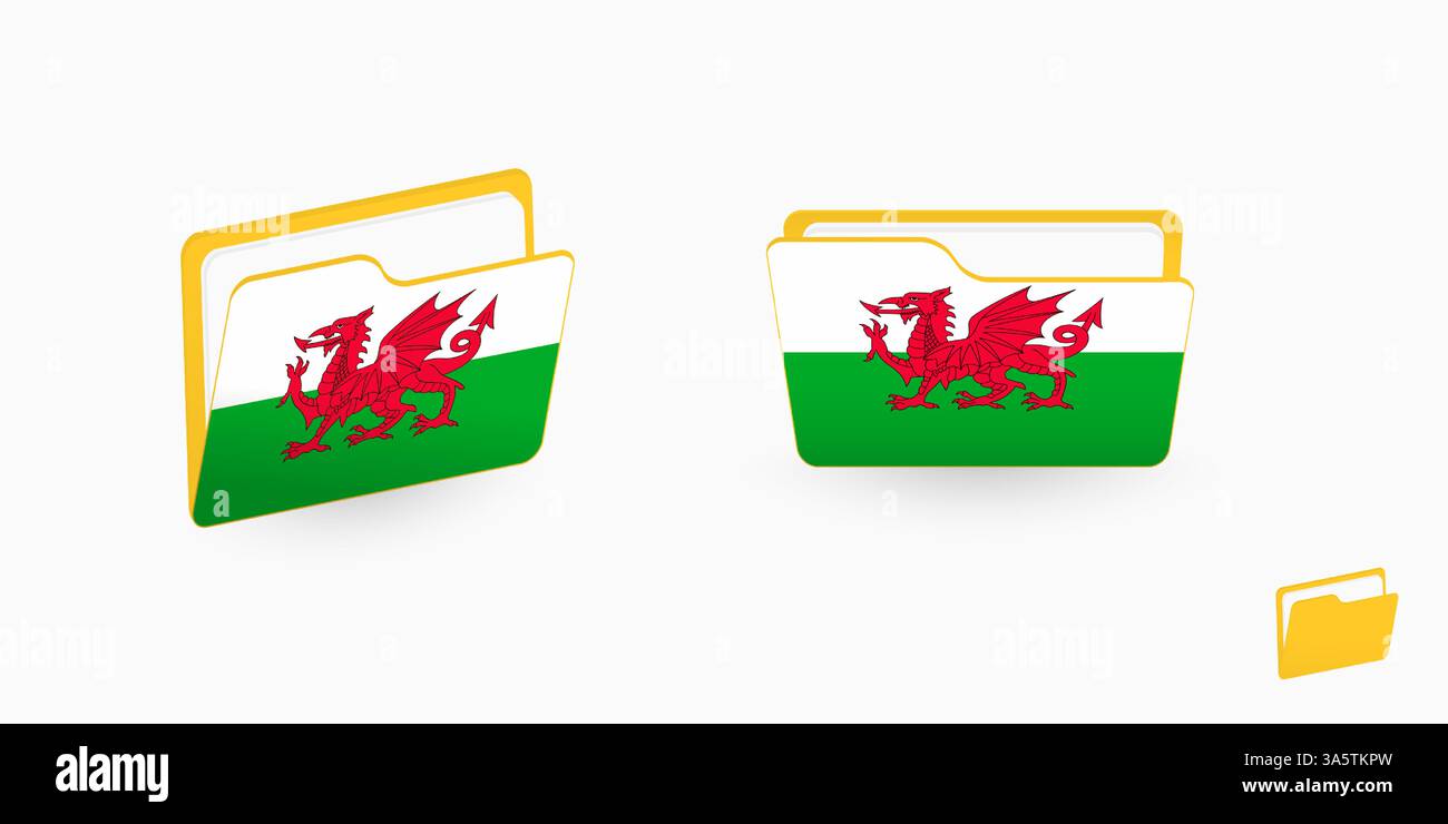 Wales flag on two type of folder icon. Vector illustration Stock Vector ...