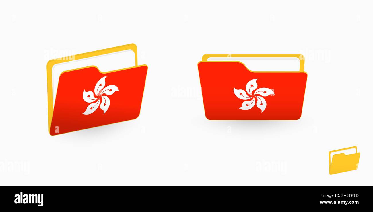 Hong Kong flag on two type of folder icon. Vector illustration Stock ...