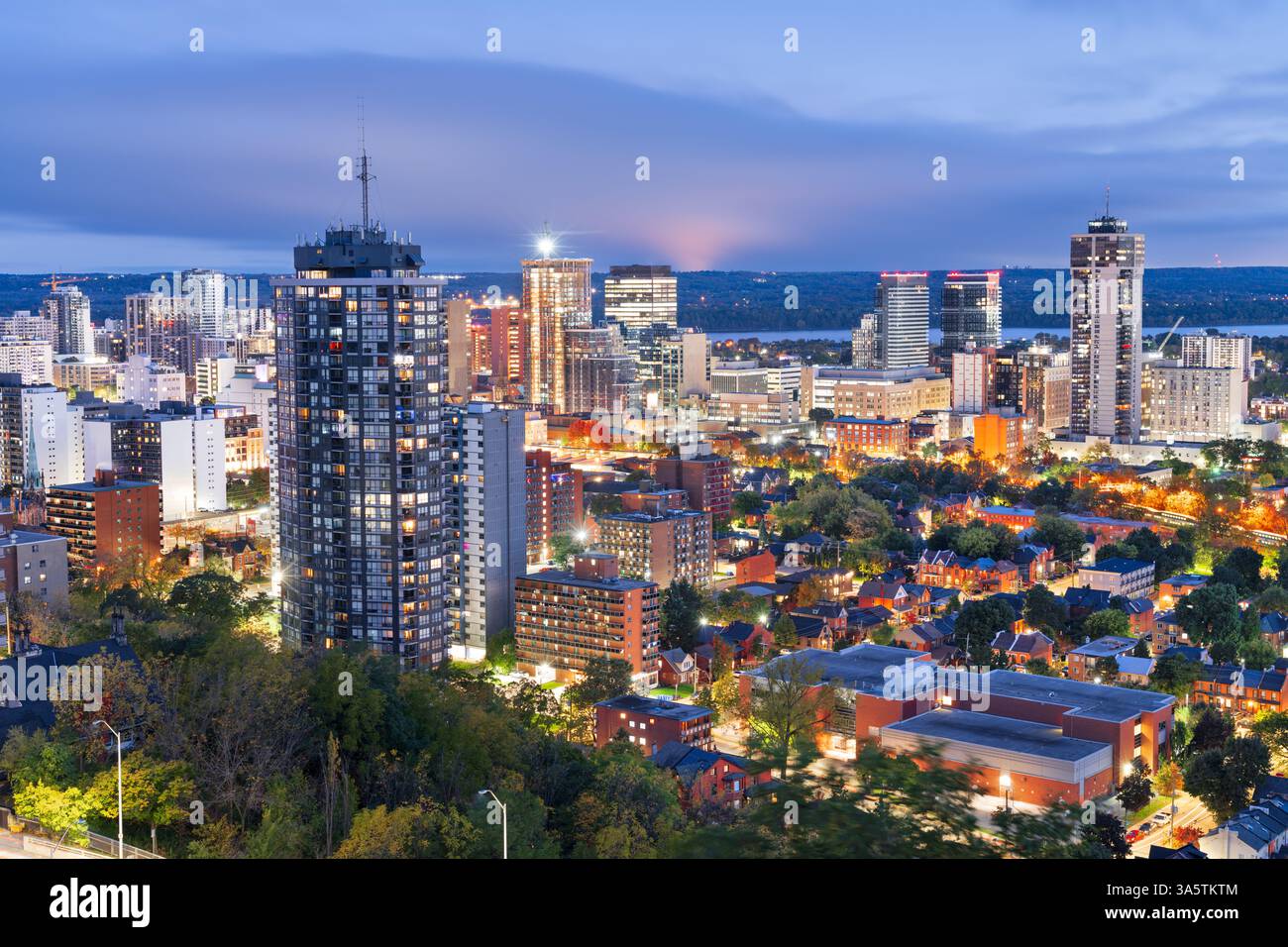 Hamilton, Ontario, Canada downtown city skyline at blue hour Stock ...