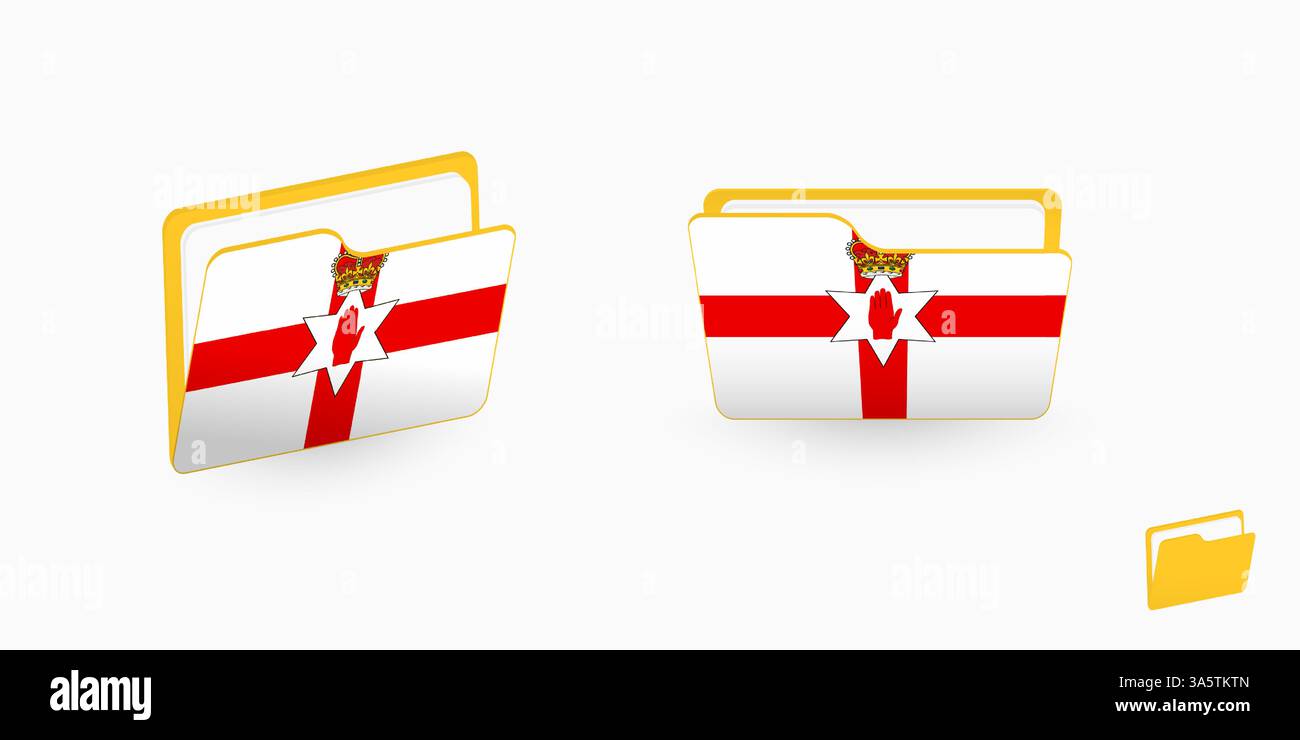 Northern Ireland flag on two type of folder icon. Vector illustration ...