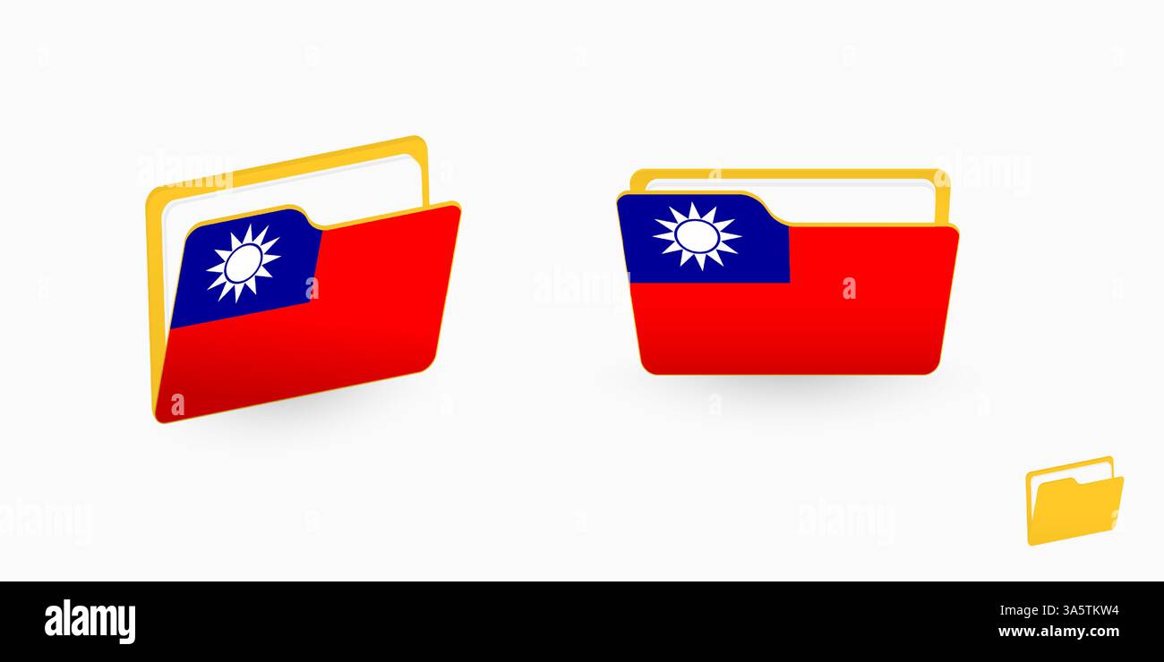 Taiwan flag on two type of folder icon. Vector illustration Stock ...