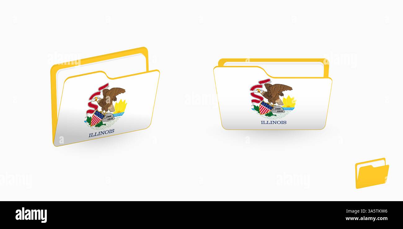 Illinois flag on two type of folder icon. Vector illustration Stock ...