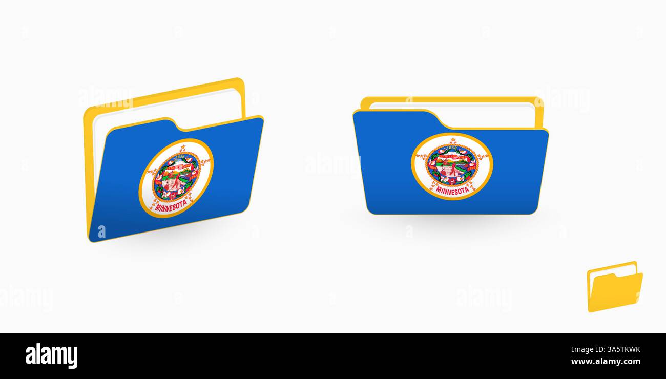Minnesota flag on two type of folder icon. Vector illustration Stock ...