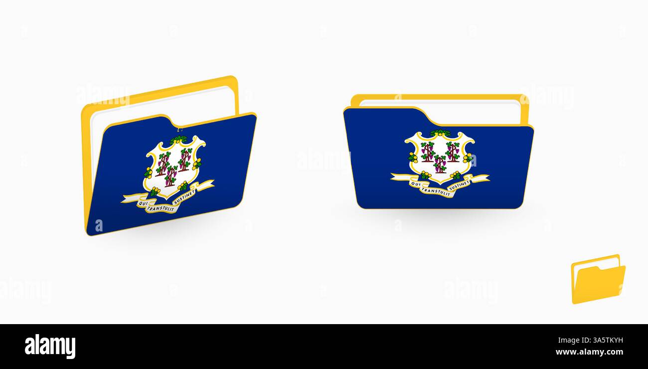 Connecticut flag on two type of folder icon. Vector illustration Stock ...