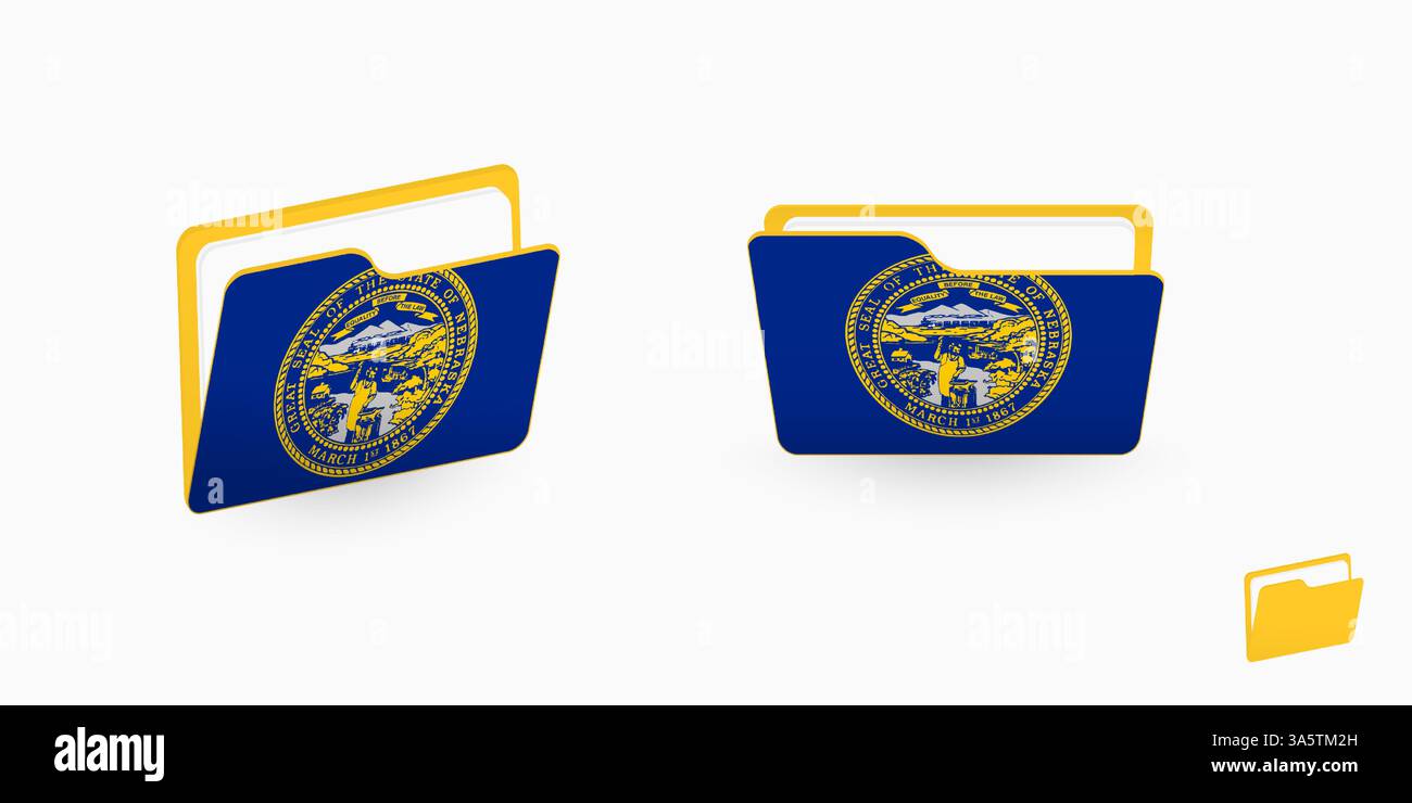 Nebraska flag on two type of folder icon. Vector illustration Stock ...