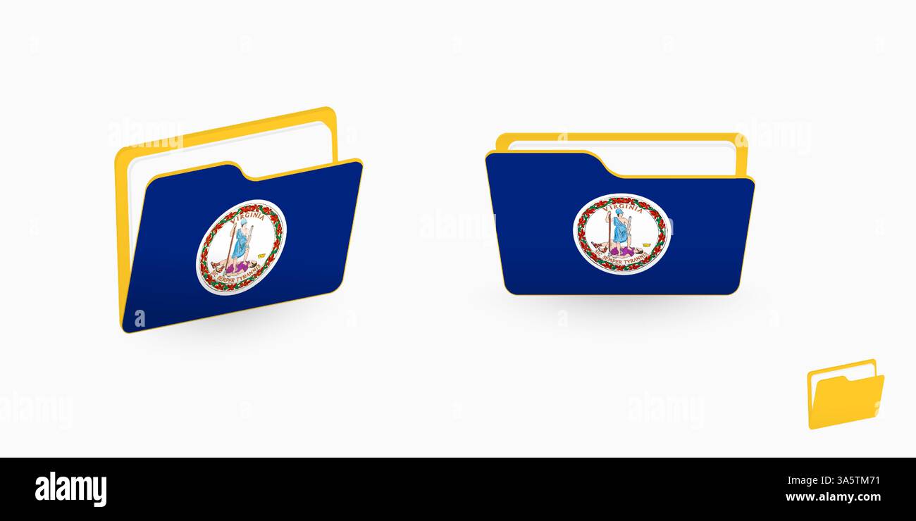 Virginia flag on two type of folder icon. Vector illustration Stock ...