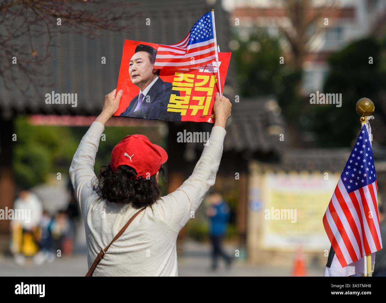 Seoul, South Korea. 24th Mar, 2025. A supporter of impeached South ...
