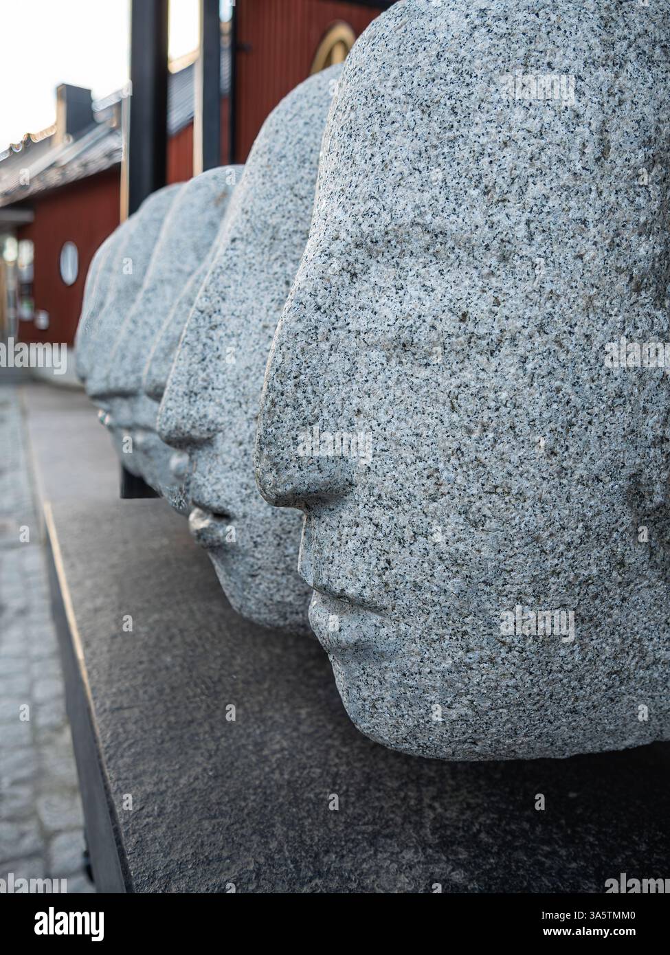 Stockholm, Sweden - 1 February 2025: A close-up view of several stone ...