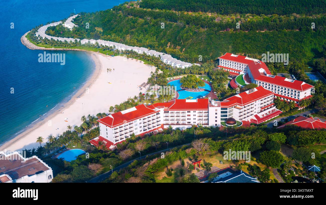 Luxury new modern hotel at sea with sandy beach in Hon Tre island in ...