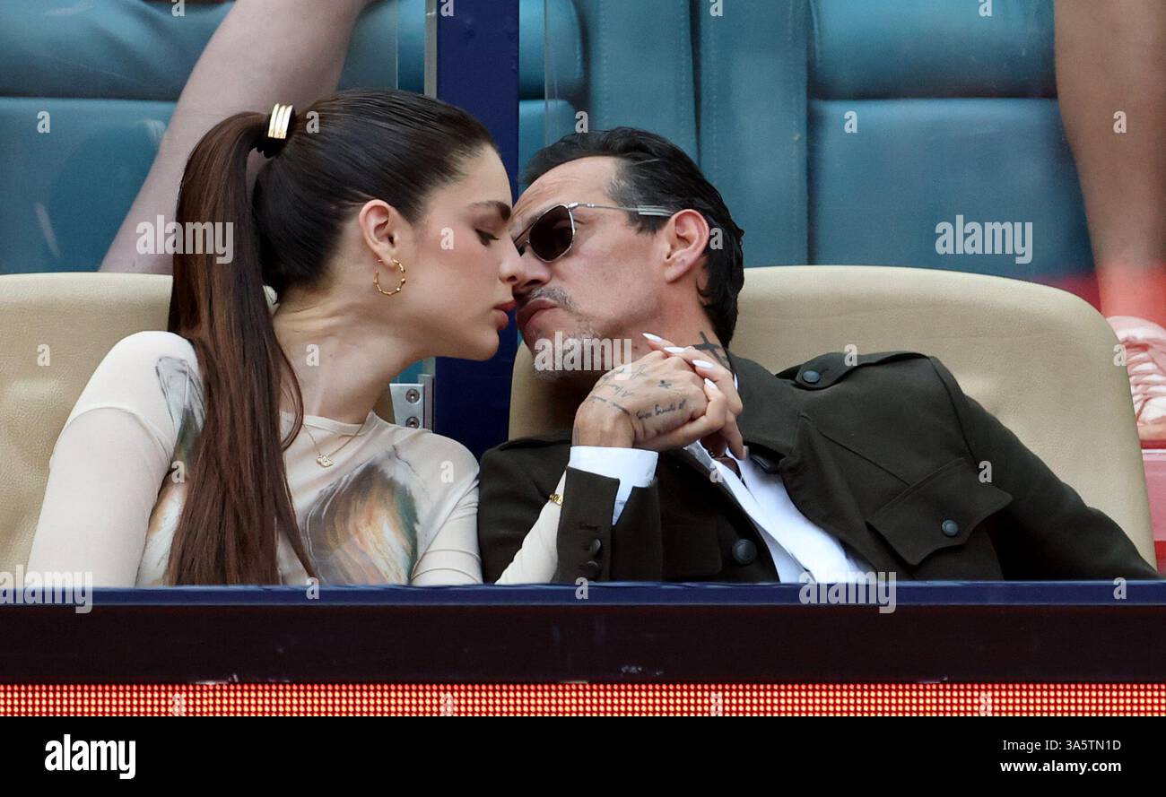 Miami Gardens, Florida, USA. 23rd Mar, 2025. Marc Anthony and his wife Nadia Ferreira attend the ...